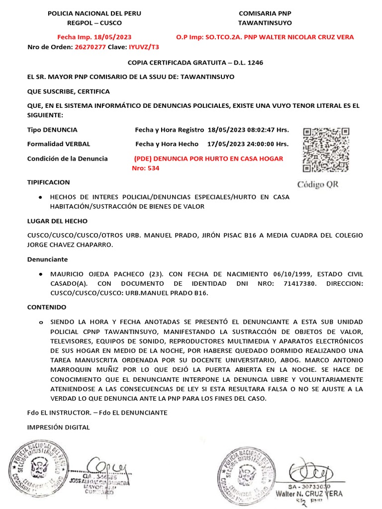 Modelo de Simulación de Acta Policial | PDF Modelo de Simulación de Acta Policial | PDF