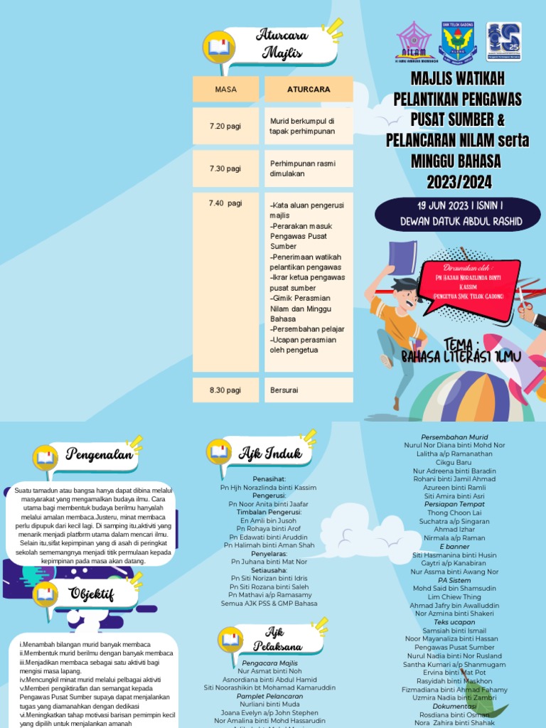 MAJLIS WATIKAH PELANTIKAN PENGAWAS PUSAT SUMBER Dan PELANCARAN NILAM ...