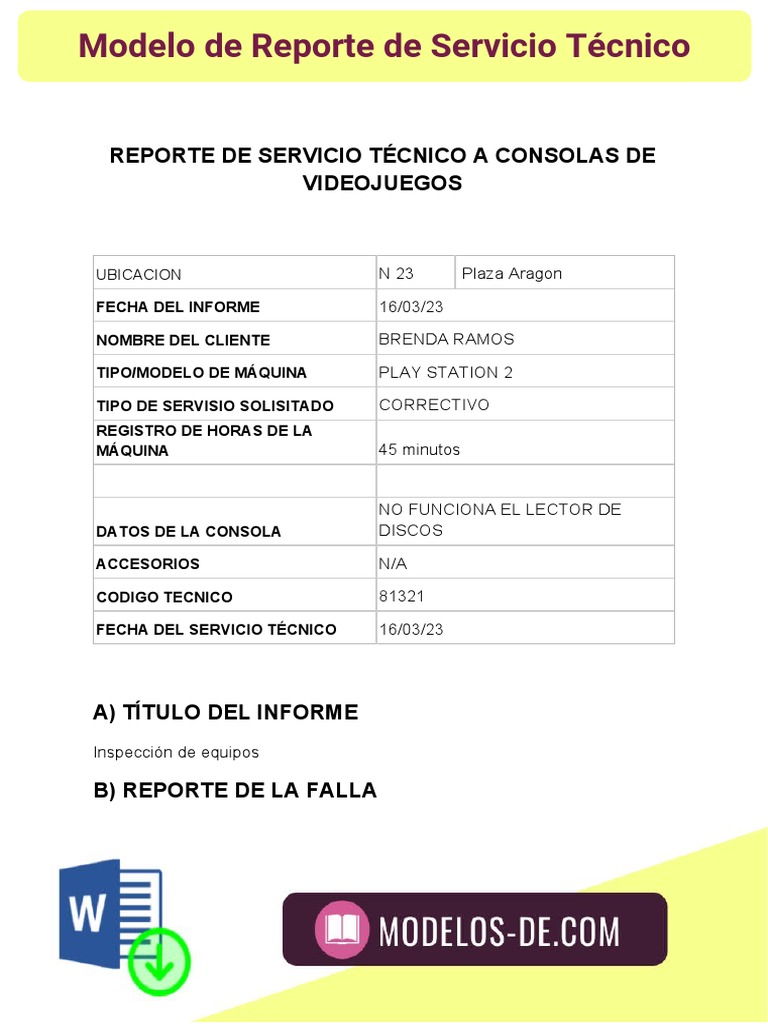Reporte de Servicio Técnico | PDF