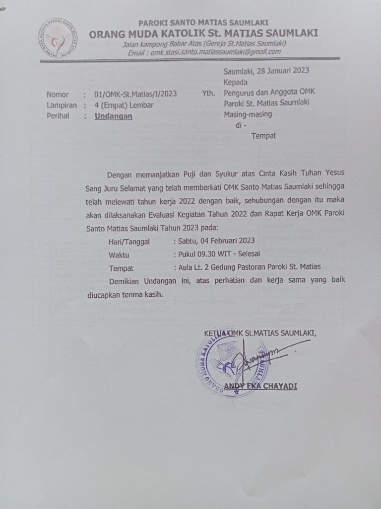 Undangan Raker Dan Evaluasi OMK | PDF