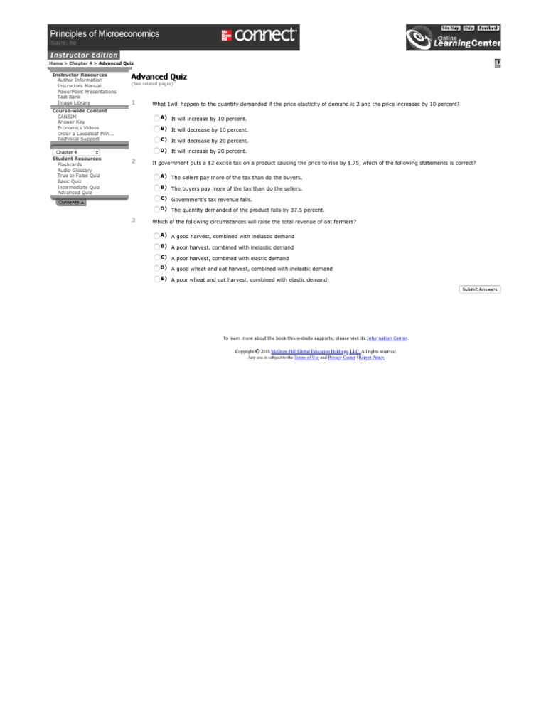 Chapter 4 - Advanced Quiz | PDF | Demand | Price Elasticity Of Demand