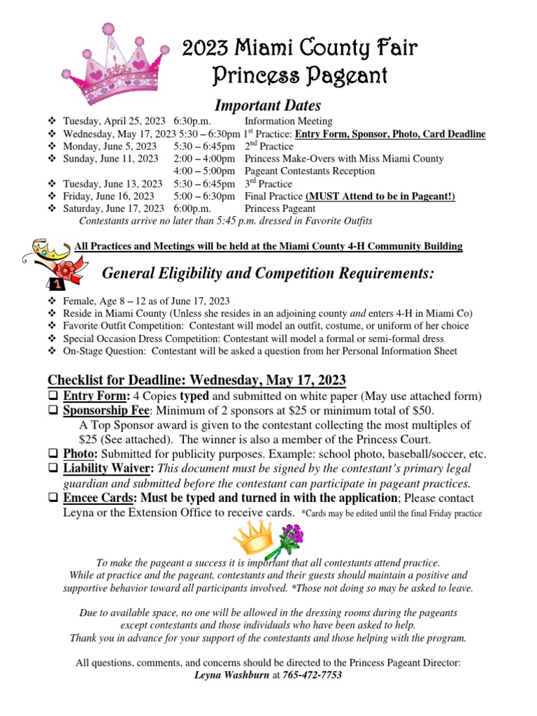 2023 Miss Miami Princess Info | PDF