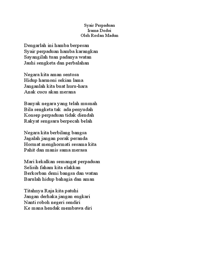 Syair Perpaduan | PDF