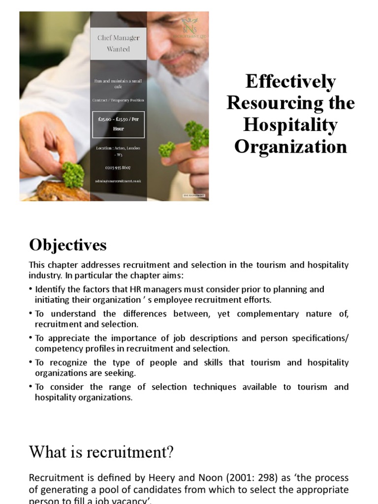 Chapter 2 Effectively Resourcing The Hospitality Organization | PDF