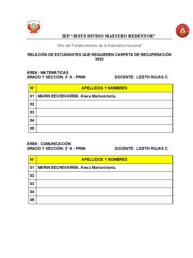 3°a Prim - Lizeth Rojas | PDF