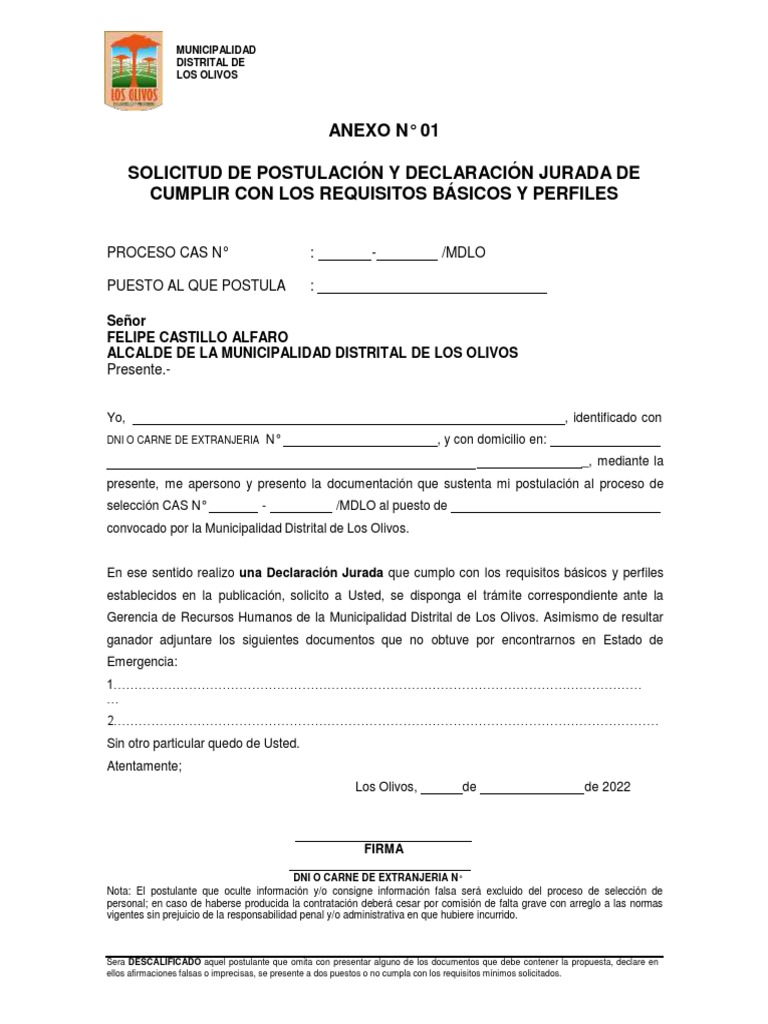 Anexos 3 | PDF | Declaración jurada