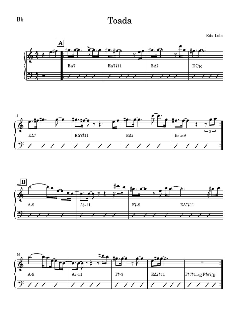 Edu Lobo Toada Lead Sheet BB | PDF