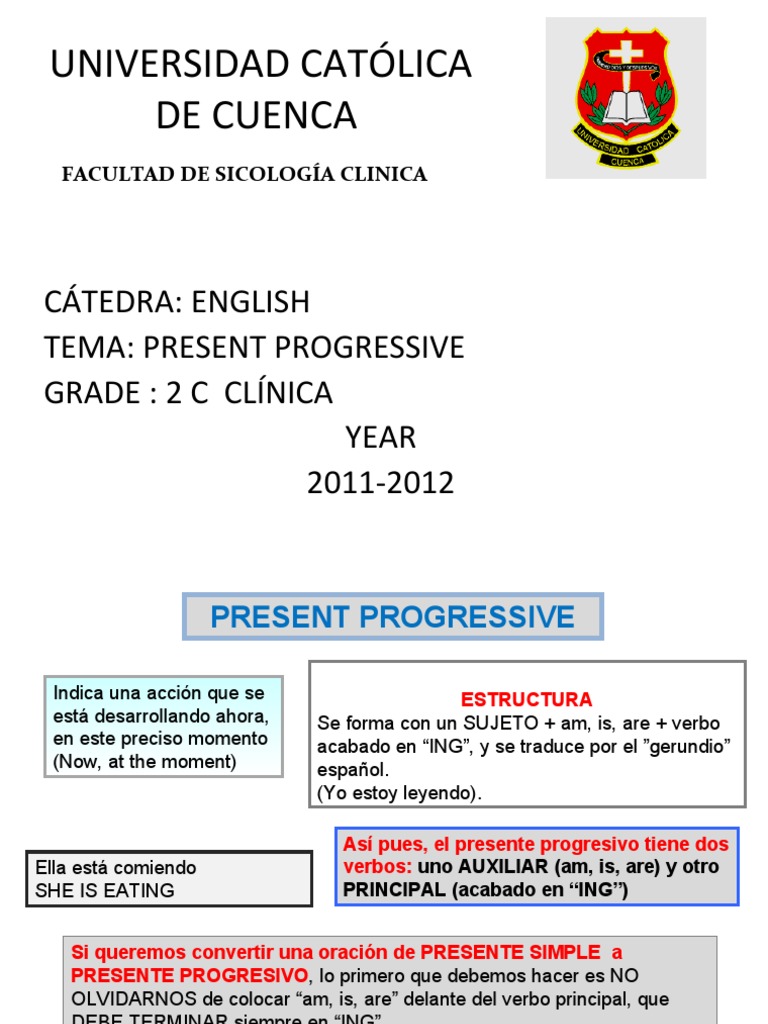 Guía del Presente Progresivo en Inglés | PDF | Lingüística | Morfología ...