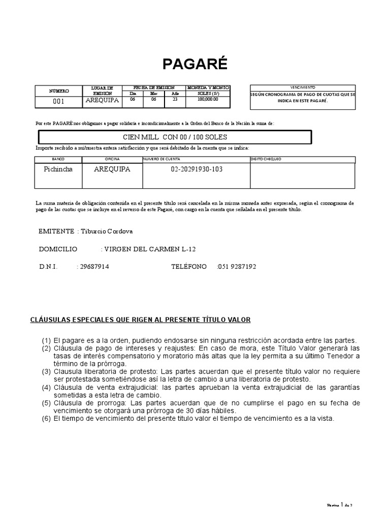 Pagare GRUPAL | PDF | Pagaré | Bancario