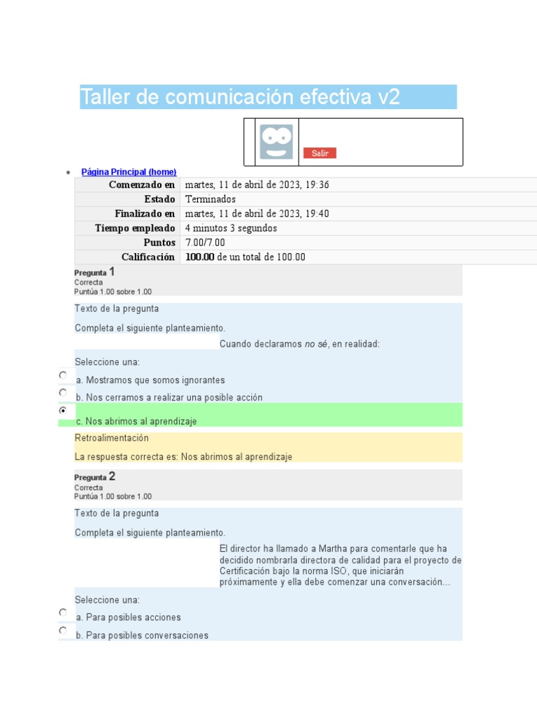 Examen 2 Taller de Comunicacion Efectiva V2 | PDF