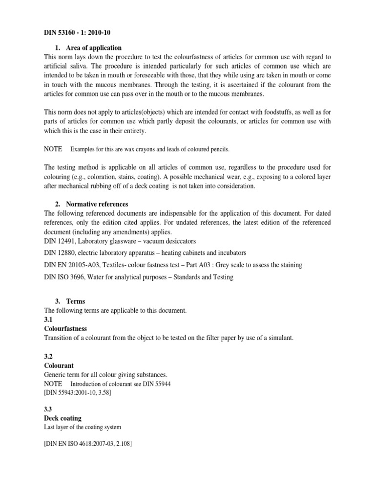 Saliva - DIN 53160 - 1 - 2010 | PDF