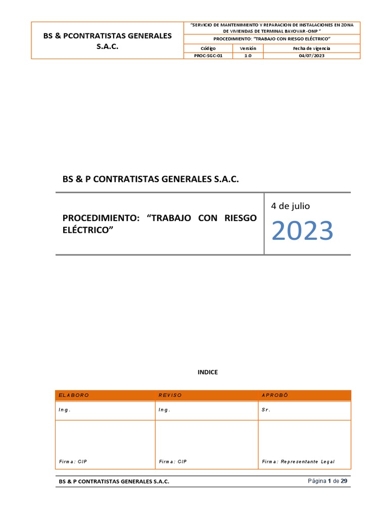 Procedimiento Electricidad | PDF | Electricidad | Corriente eléctrica