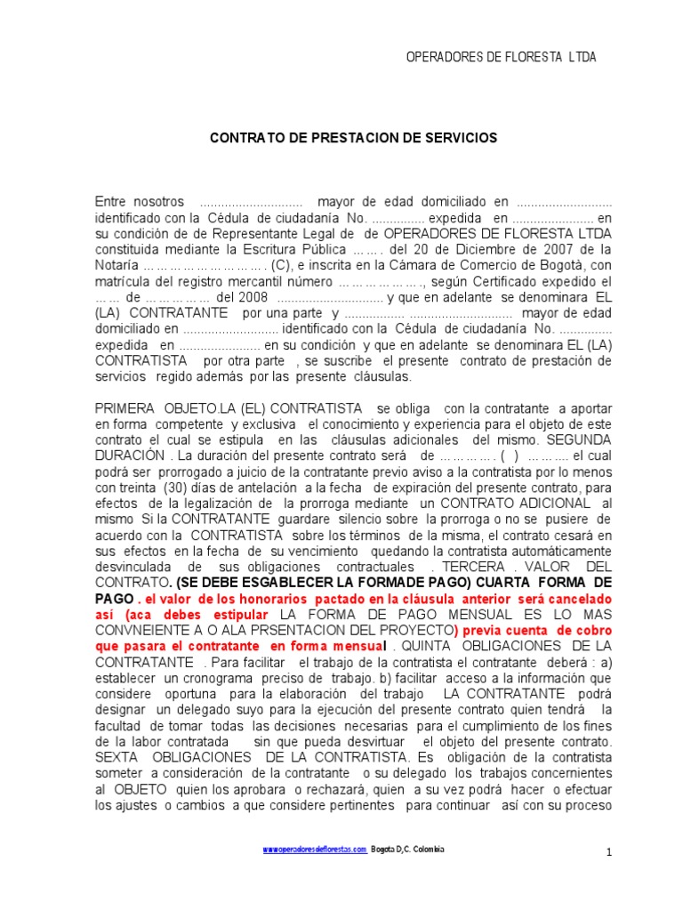 Modelo Contrato de Prestacion de Servicios Profesionales | PDF