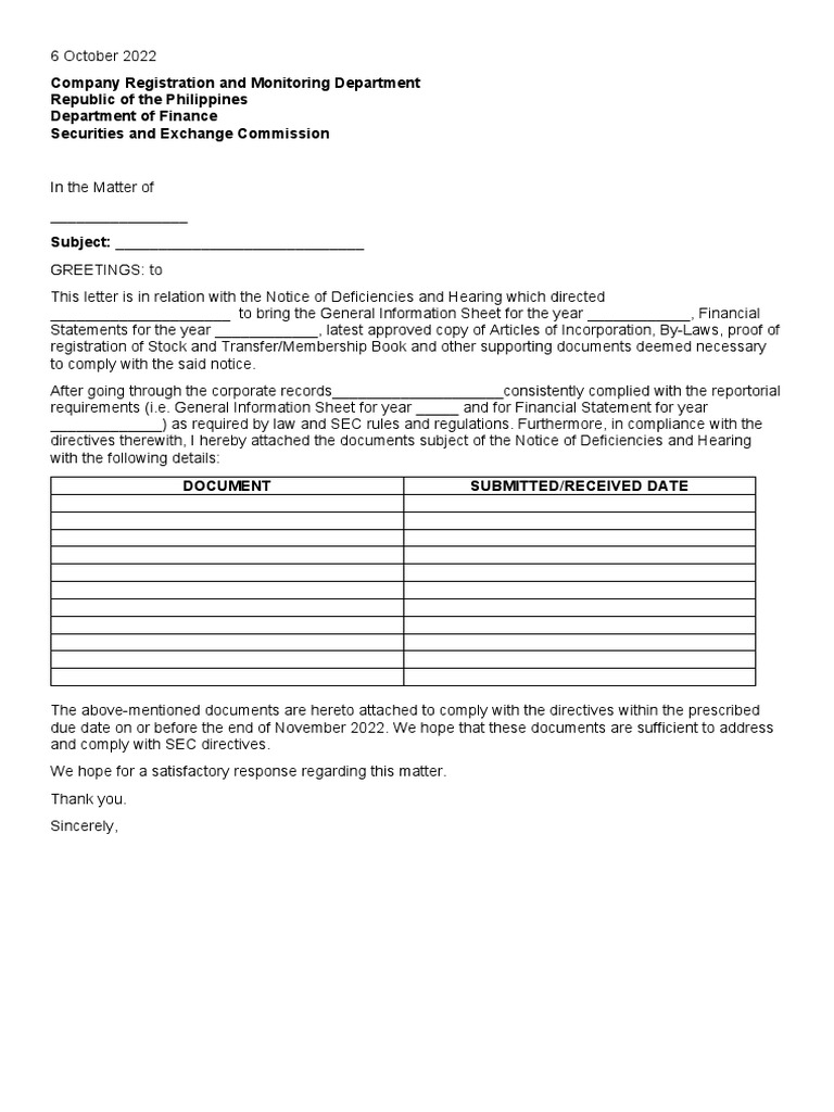 Exaplanation Letter Sec | PDF