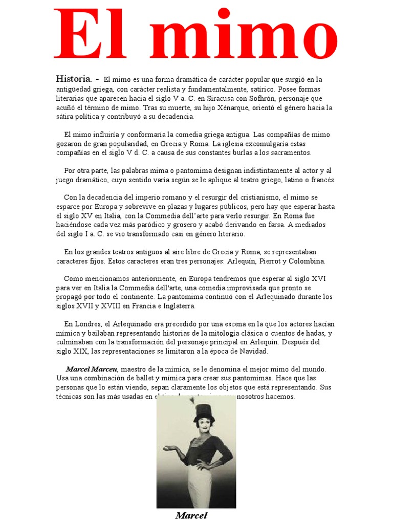 El Mimo | PDF | Commedia Dell'arte