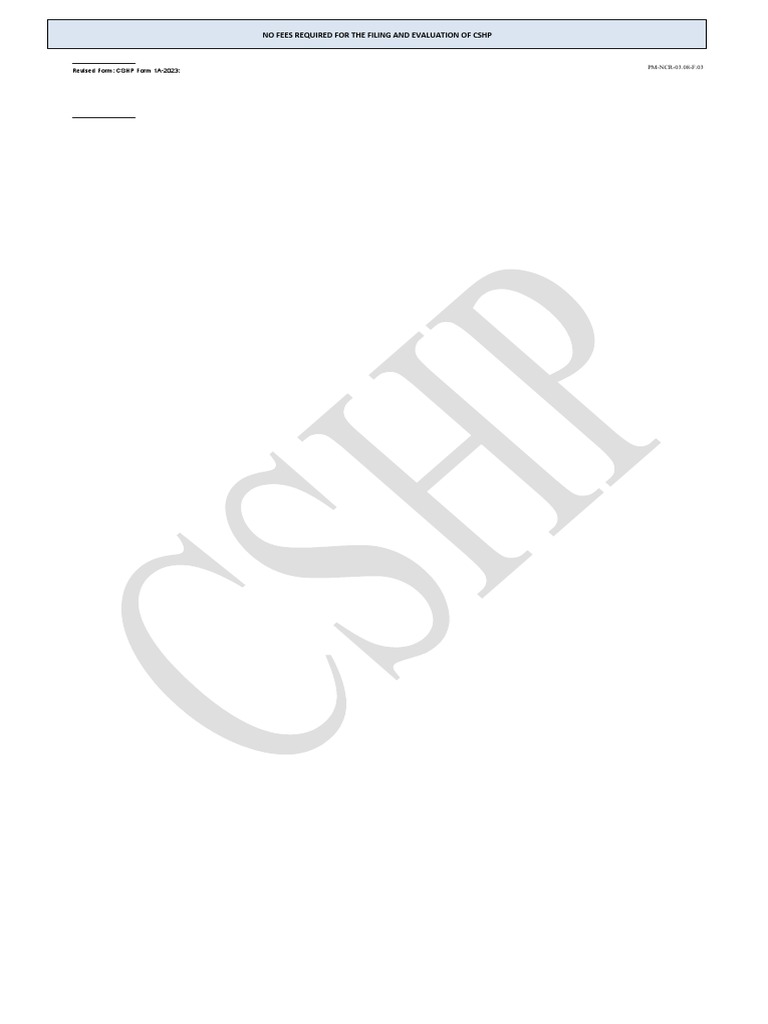 PM NCR 03.08 F.03 - Form1A - CSHP Application Form | PDF