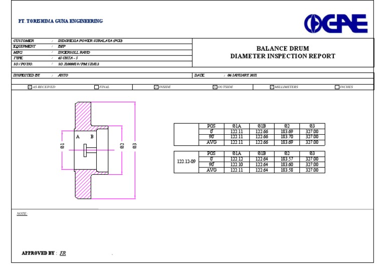 AR - Balance Drum - Diameter Inspection Report | PDF