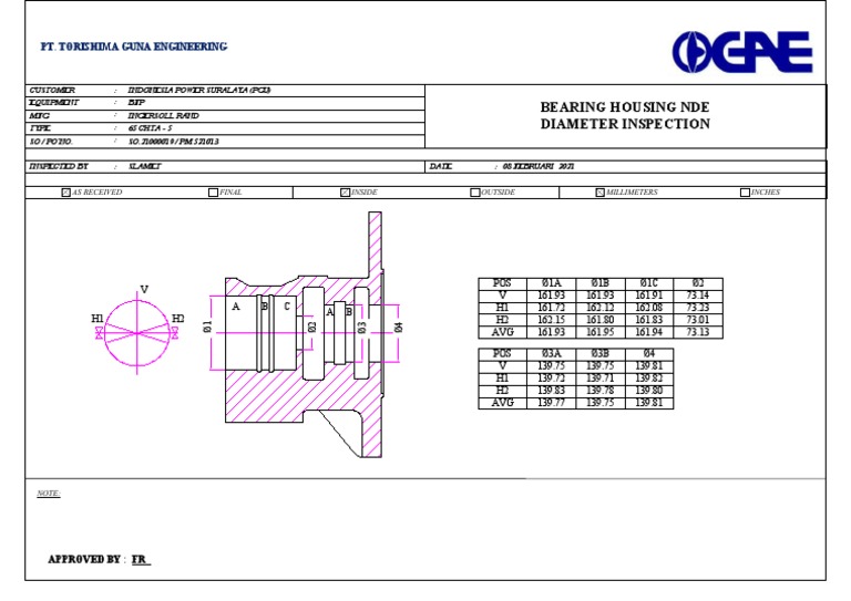 AR - Bearing Housing NDE - Diameter Inspection Report | PDF