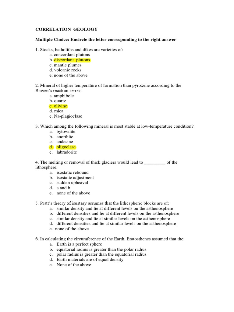 Physical Geology Questions | PDF | Magma | Rock (Geology)
