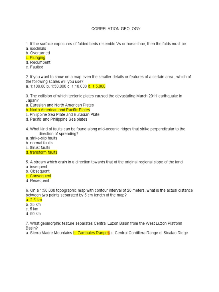 Correlation Geology Questions and Answers | PDF