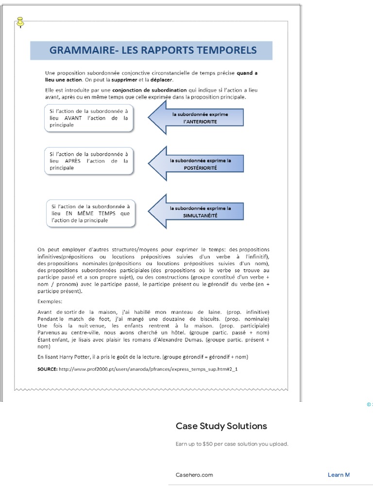 Grammaire - Les Rapports Temporels - PDF | PDF