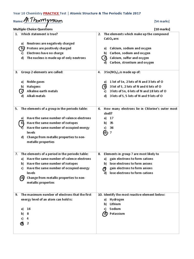 2 Periodic Table PRACTICE Test | PDF | Chemical Elements | Periodic Table