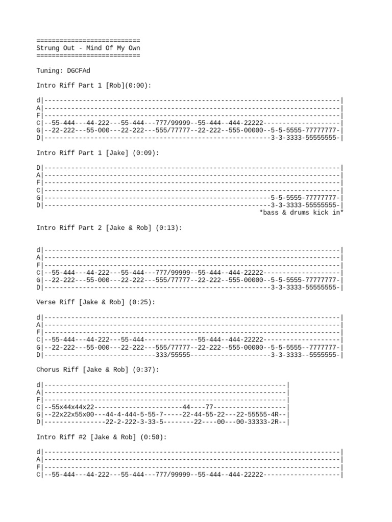 Strung Out Mind of My Own Ma Version | PDF