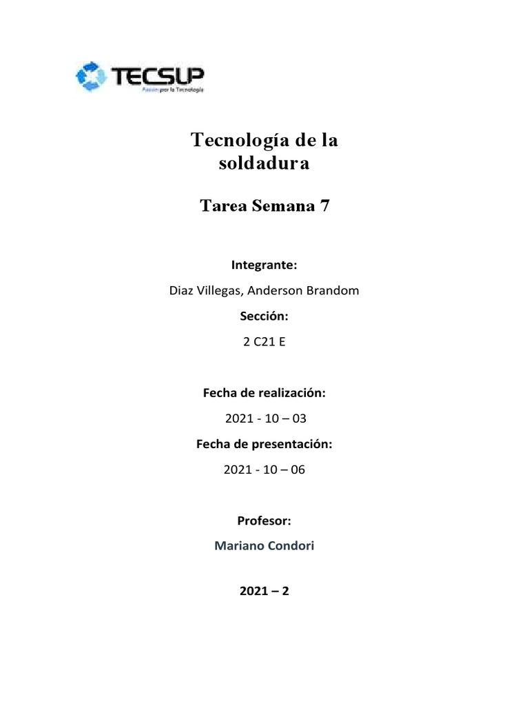 Tarea de Soldadura S7 | PDF