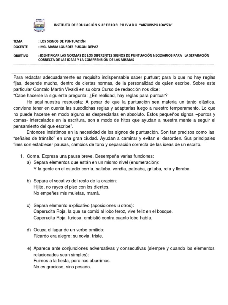 Sesión 7 - Signos de Puntuación | PDF | Coma | Gramática