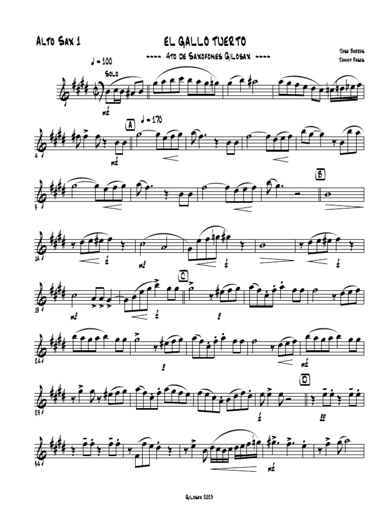 Gallo Tuerto Score 4to Saxofones - Alto Sax 1 | PDF