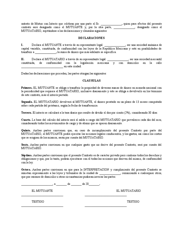 Contrato de Mutuo Con Interés 8 | PDF