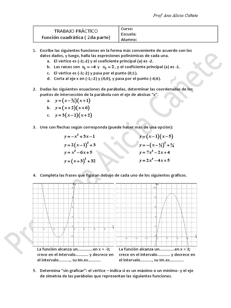 TP - Función Cuadrática (2º Parte) | PDF