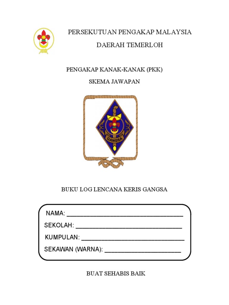 Ujian Lencana Keris Gangsa (Kulit Buku Log) Skema Jawapan | PDF
