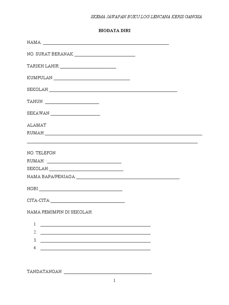 Buku Log Lencana Keris Gangsa. (Skima Jawapan) Docx | PDF