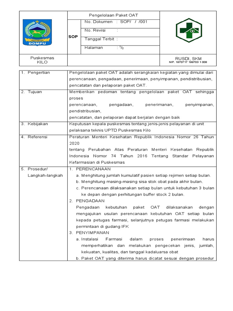 Sop Pengelolaan Paket Oat | PDF
