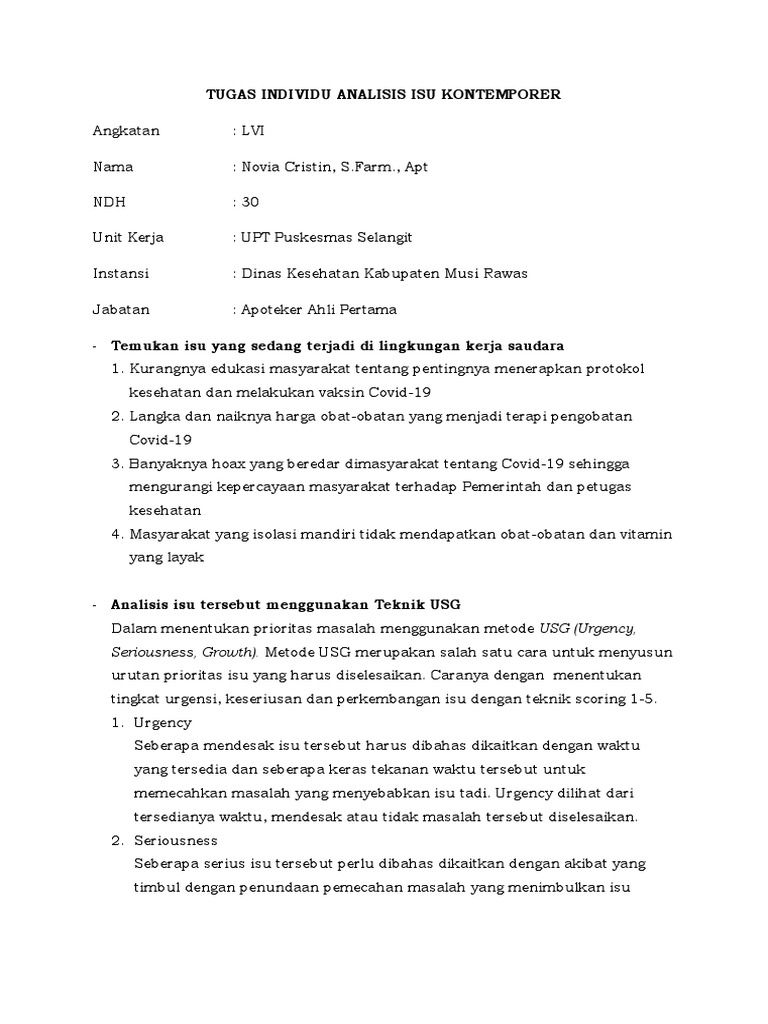 Tugas Individu Analisis Isu Kontemporer: Seriousness, Growth) - Metode ...
