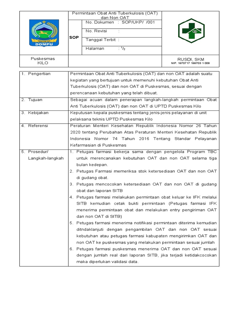 Sop Permintaan Oat Dan Non Oat | PDF