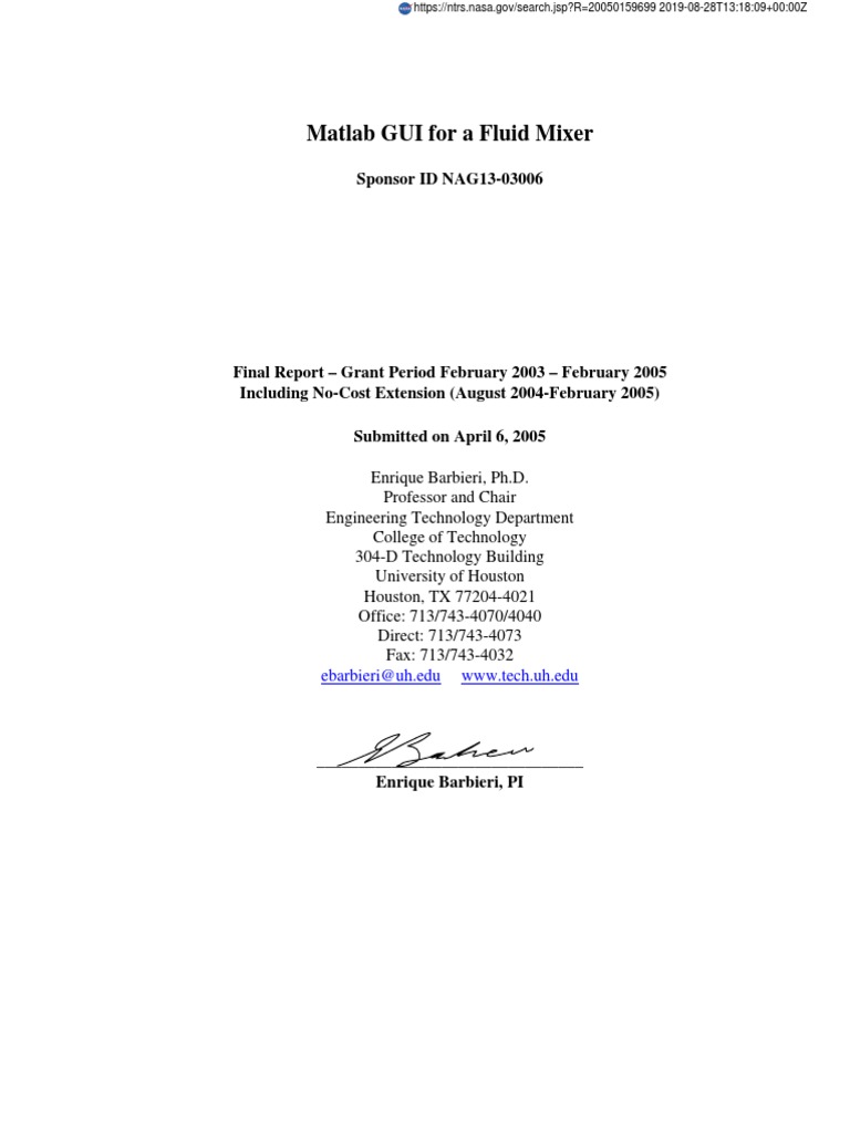 Matlab Gui For Fluid Mixer | PDF