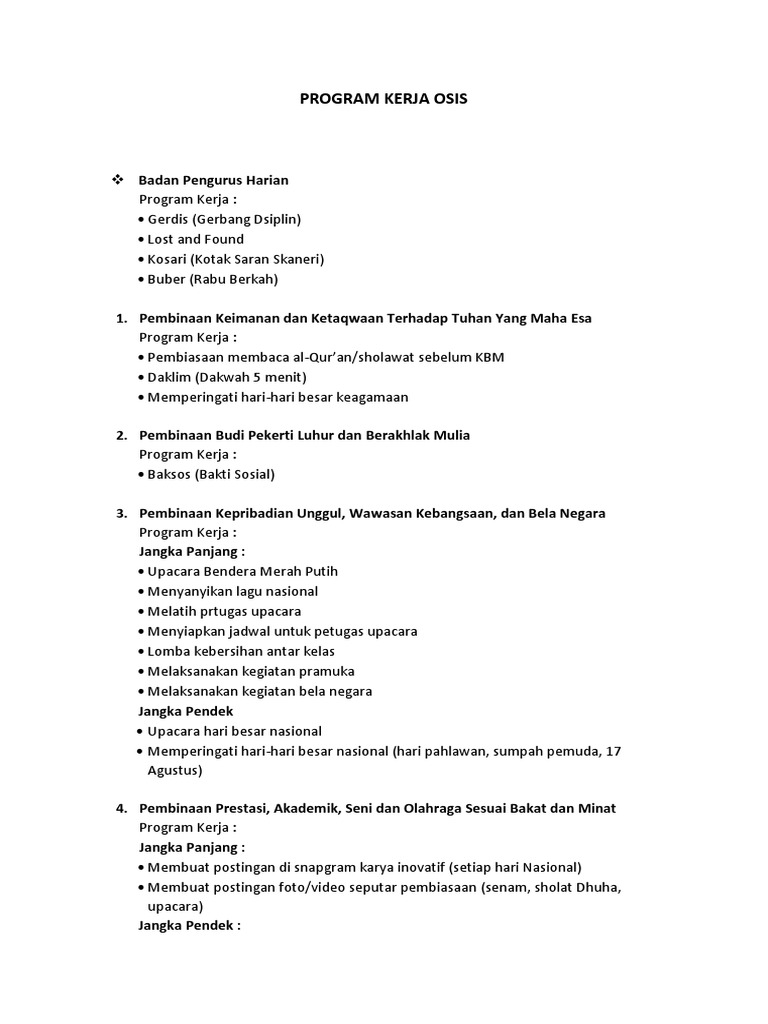 Program Kerja Osis | PDF