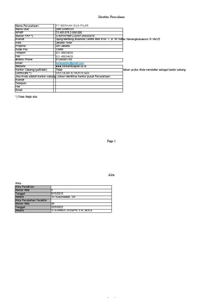 Form Pendaftaran EProc PLN | PDF