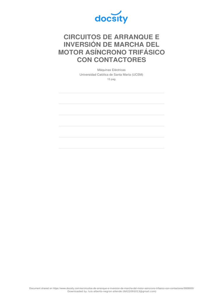 Docsity Circuitos de Arranque e Inversion de Marcha Del Motor Asincrono Trifasico Con ...