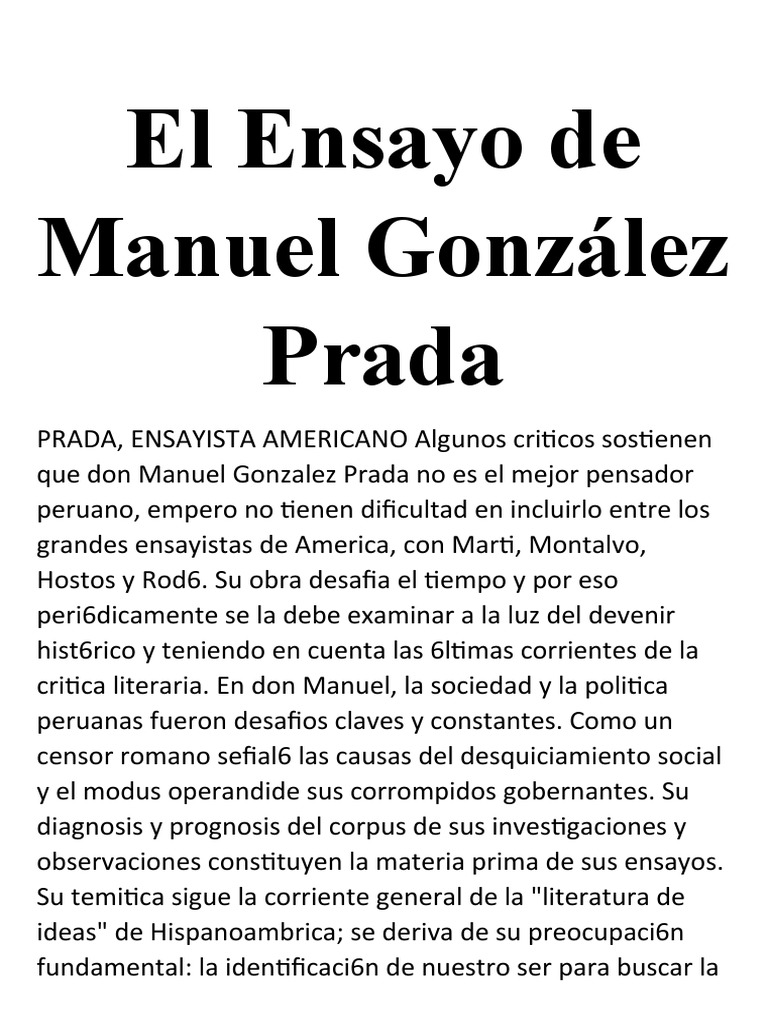 El Ensayo de Manuel González Prada | PDF
