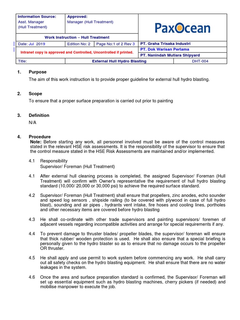 External Hull Hydro Blasting | PDF