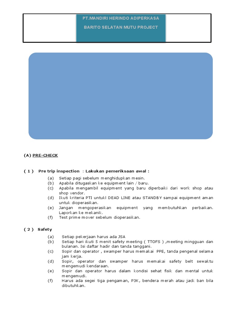 SOP Prime Mover | PDF