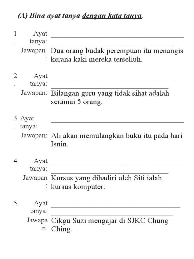 Bina Ayat Tanya Dengan Kata Tanya | PDF