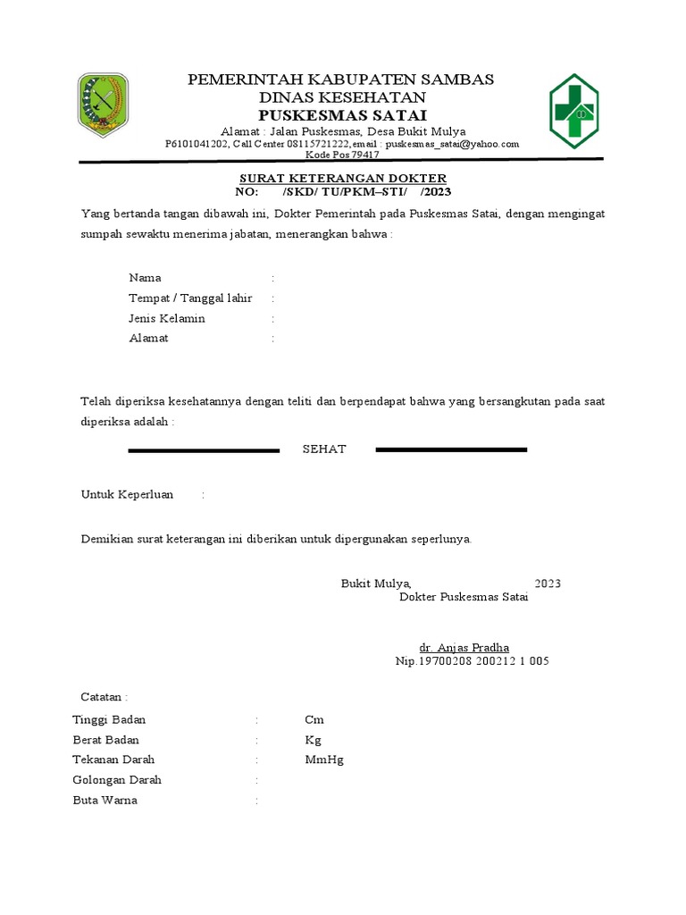 Surat Keterangan Dokter (SKD) | PDF