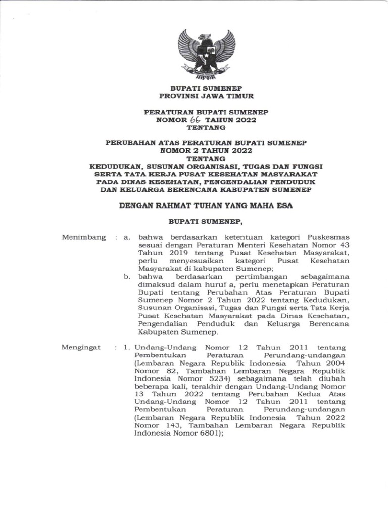 PERBUP NO. 66 PERUBAHAN SOTK PUSKESMAS_11zon_1664247031 | PDF