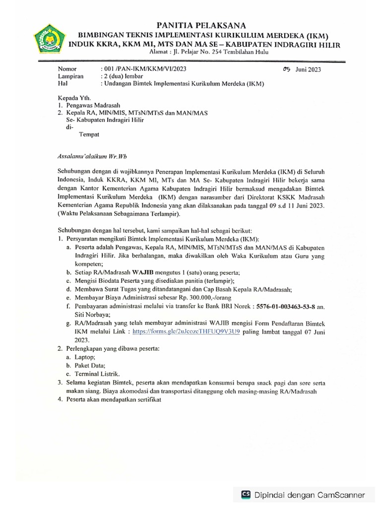 Undangan Bimtek Ikm Ok | PDF