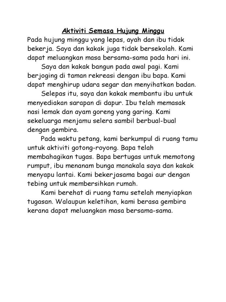 Aktiviti Hujung Minggu Bersama Keluarga | PDF