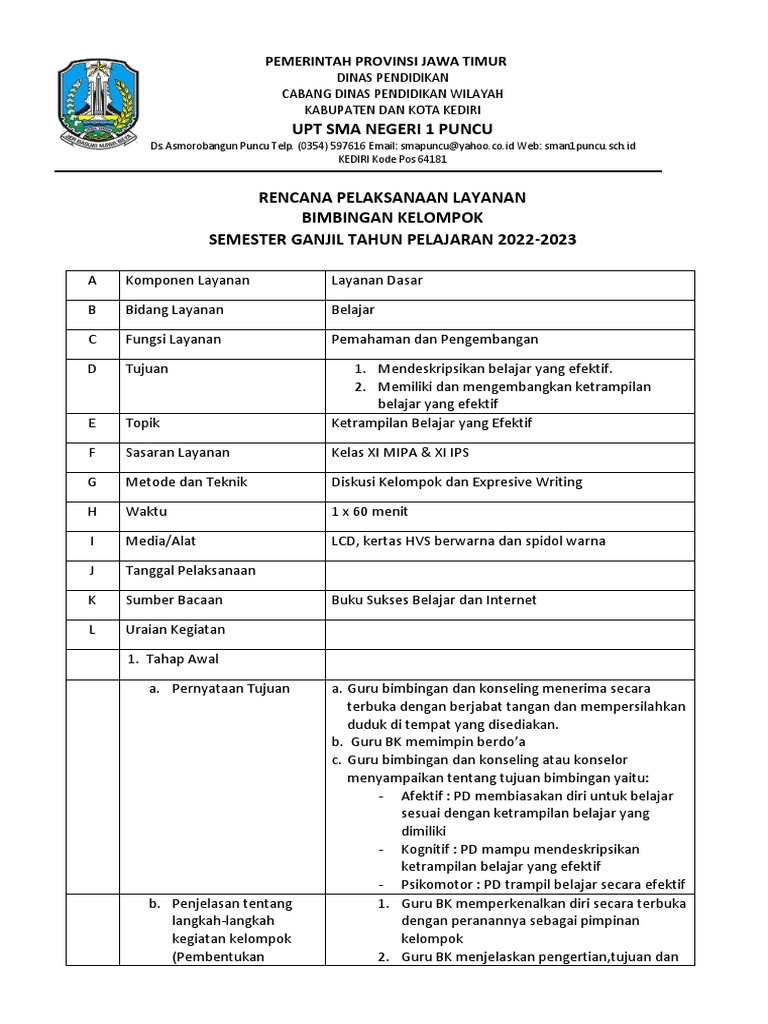 RPL Bimbingan Kelompok Belajar Efektif | PDF